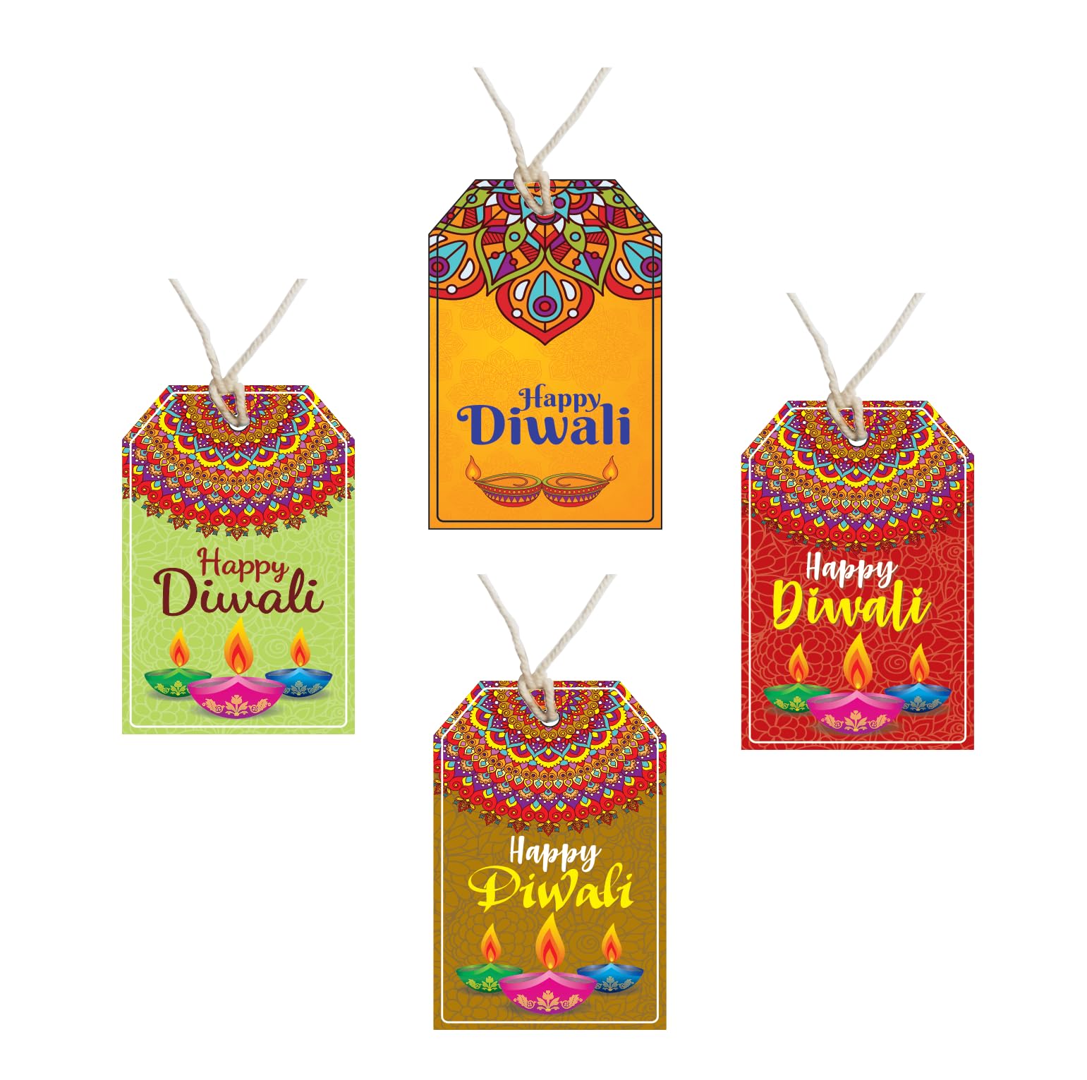 DailySo Happy Diwali Tags | Diwali Gift Tags | Strong Cotton White ...