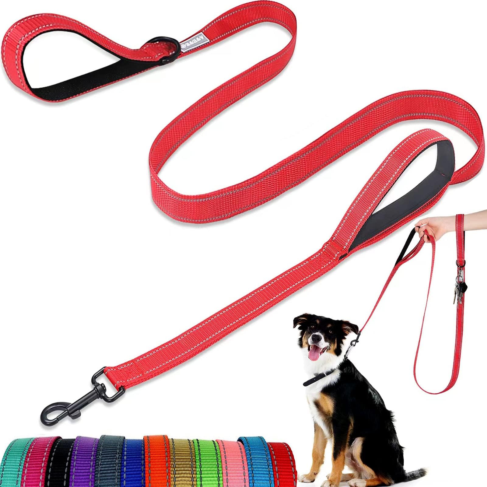 Dog Lead - With Two Padded Handles, Two Dog Leads Modes,Double-Sided ...