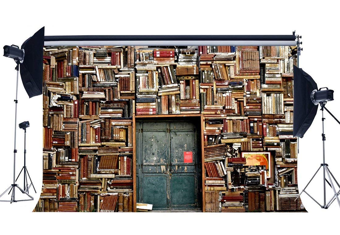 Mmptn Vinyl 9x6ft Retro Bookshelf Backdrop Interior Study Room Old ...