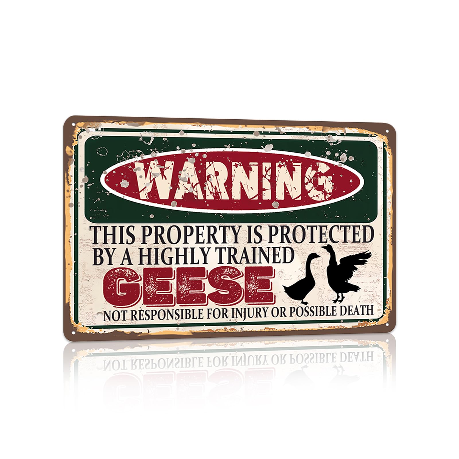 Amazon.com: RCXsigns Vintage Geese Metal Sign， Warning this property is ...