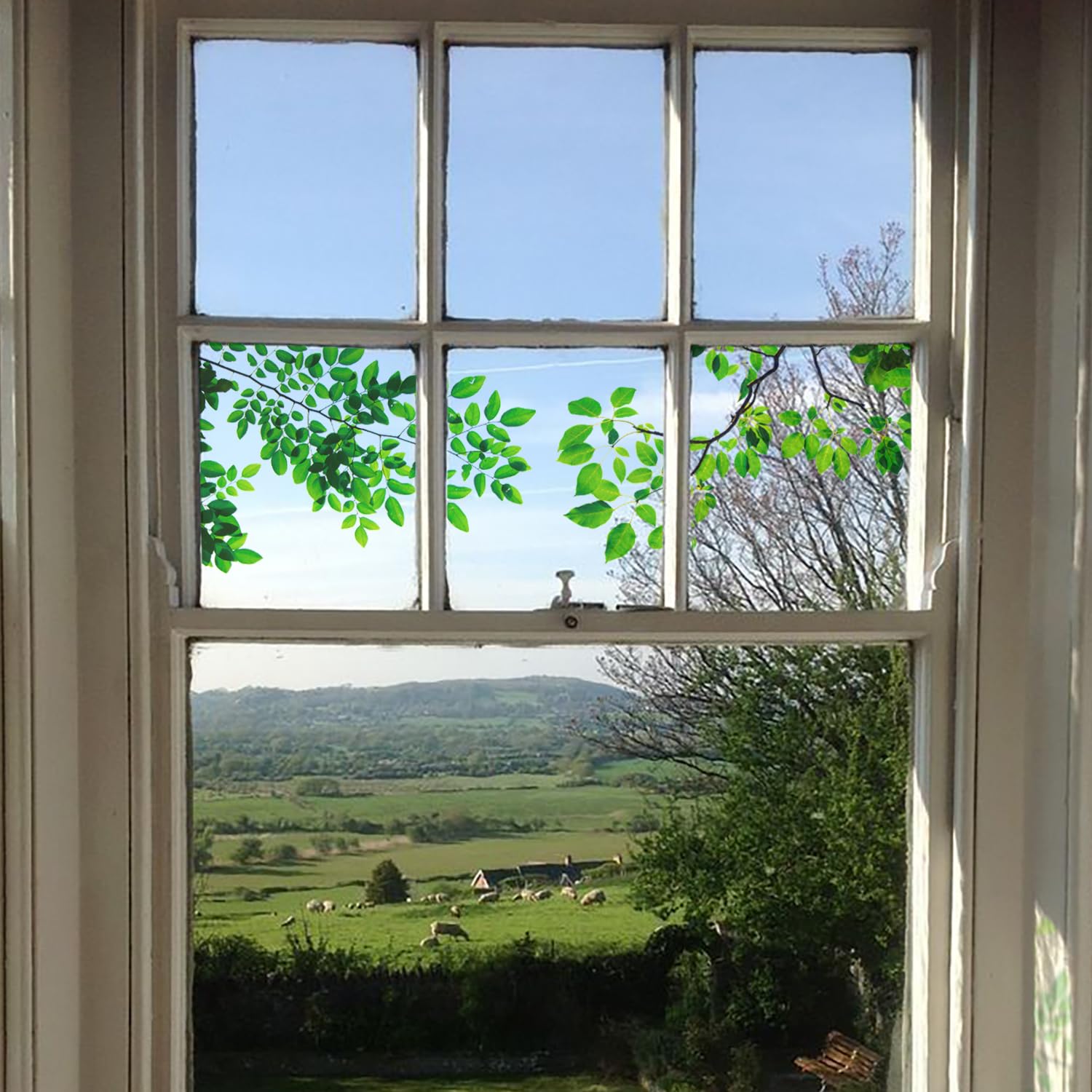 funlife Transparent Floral Window Clings Sticker, Watercolour Stained ...