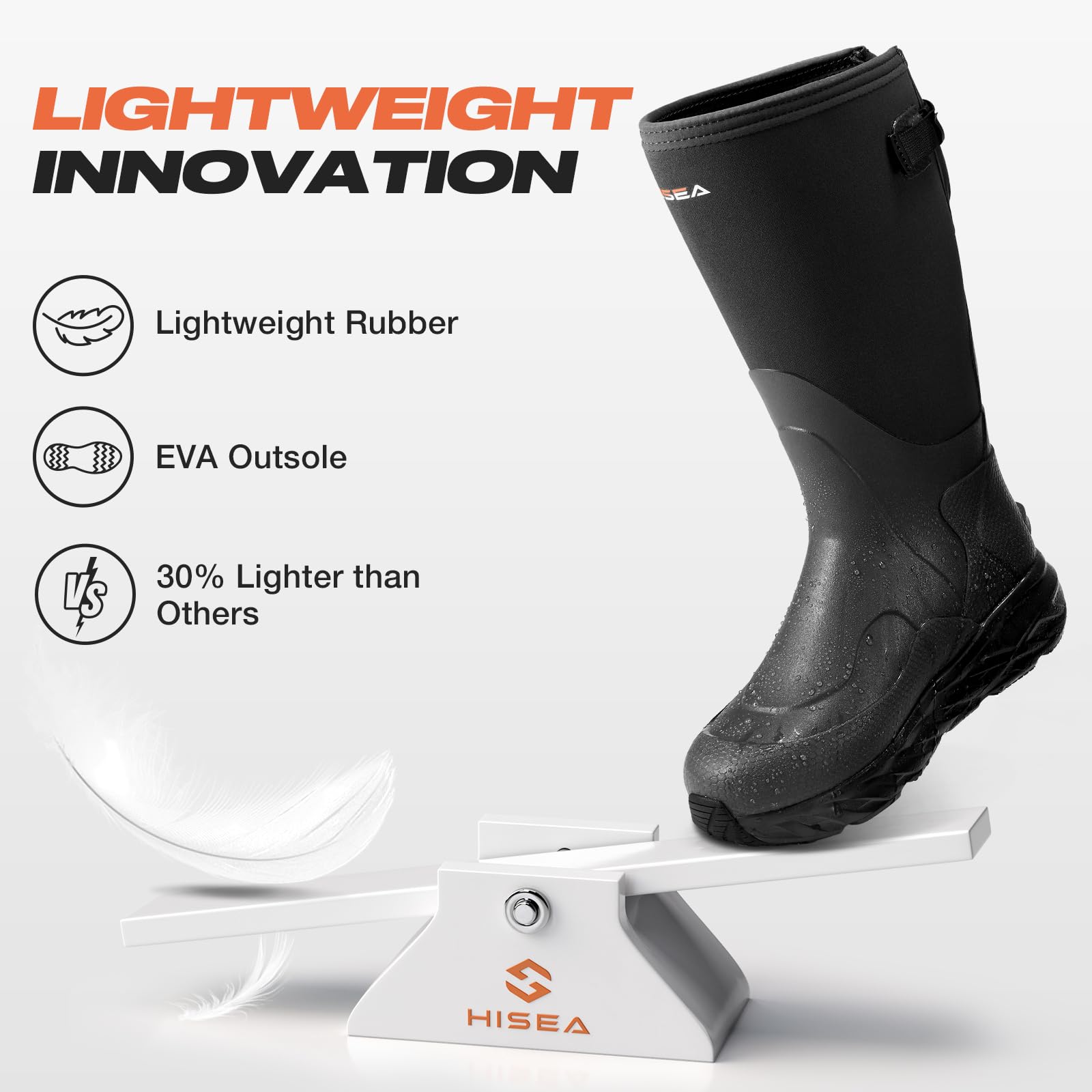 Snapklik.com : HISEA Super Lightweight Mens Neoprene Rain Boots ...
