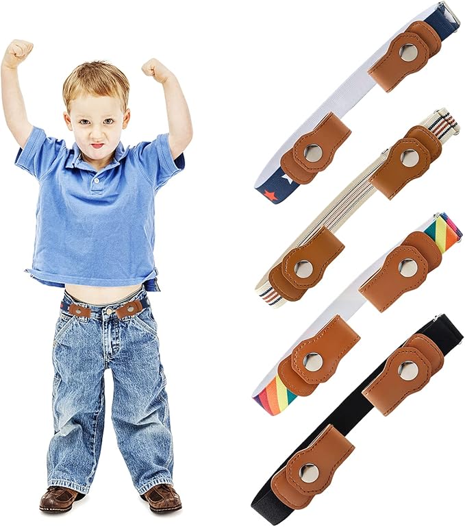 NINVVS 4pcs Children's Belt, Adjustable Elastic, Buckle-Free, 35-50cm ...