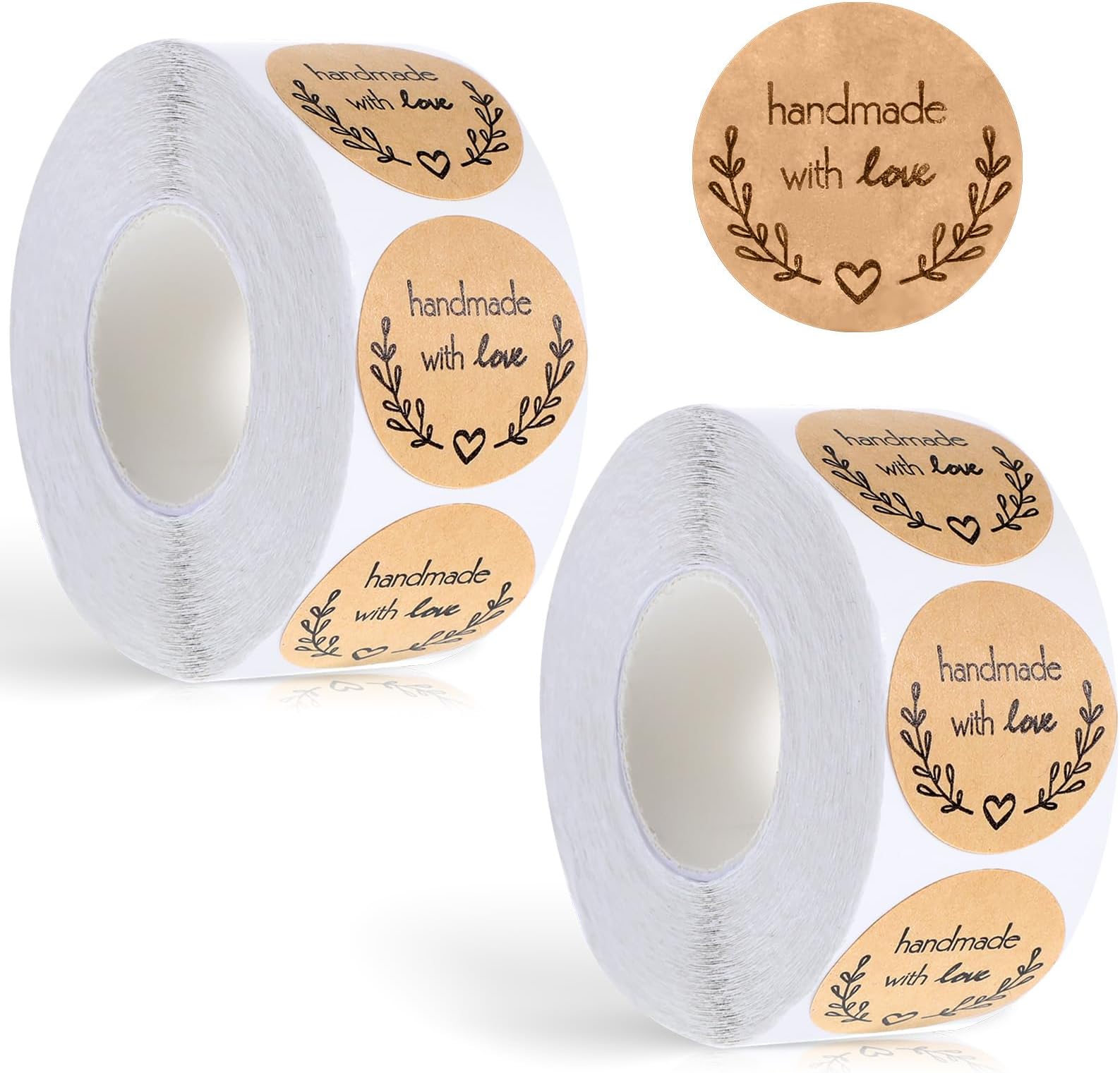 Amazon.com : 2 Rolls 1000 Pieces 1 Inch Handmade with Love Stickers ...
