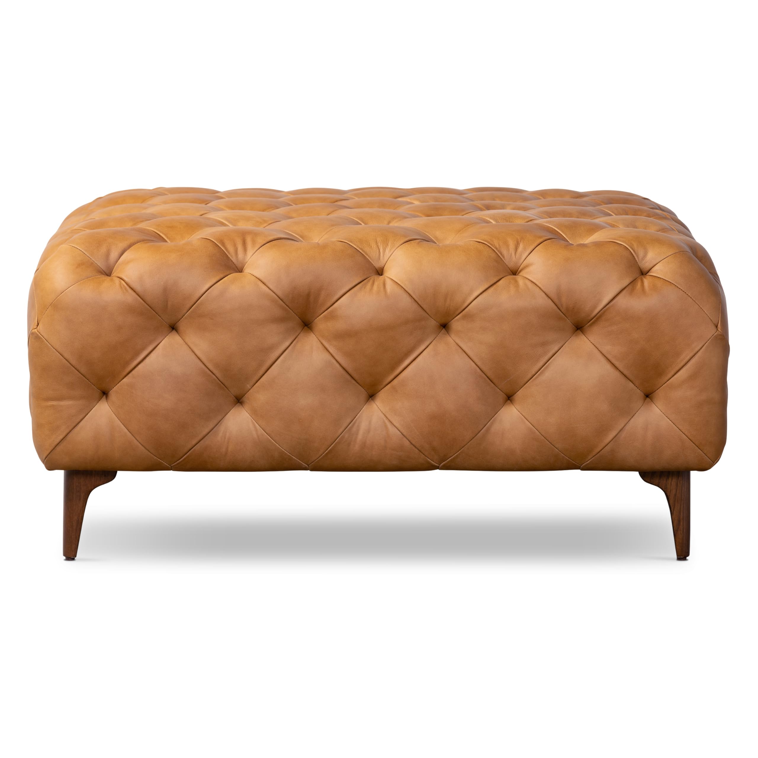 Amazon.com: POLY & BARK Turin Ottoman with Wood Legs in Cognac Tan ...