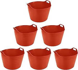 Set Of 6 - Orange 75L Flexi Tub Flexible Storage Container Multi ...