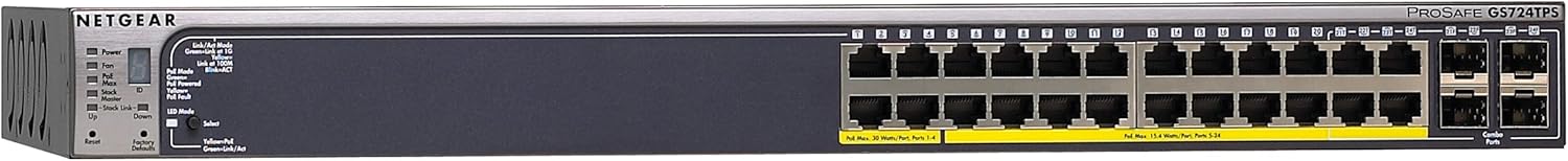 Amazon.com: Netgear GS724TPS ProSafe 24-Port Gigabit Stackable PoE ...