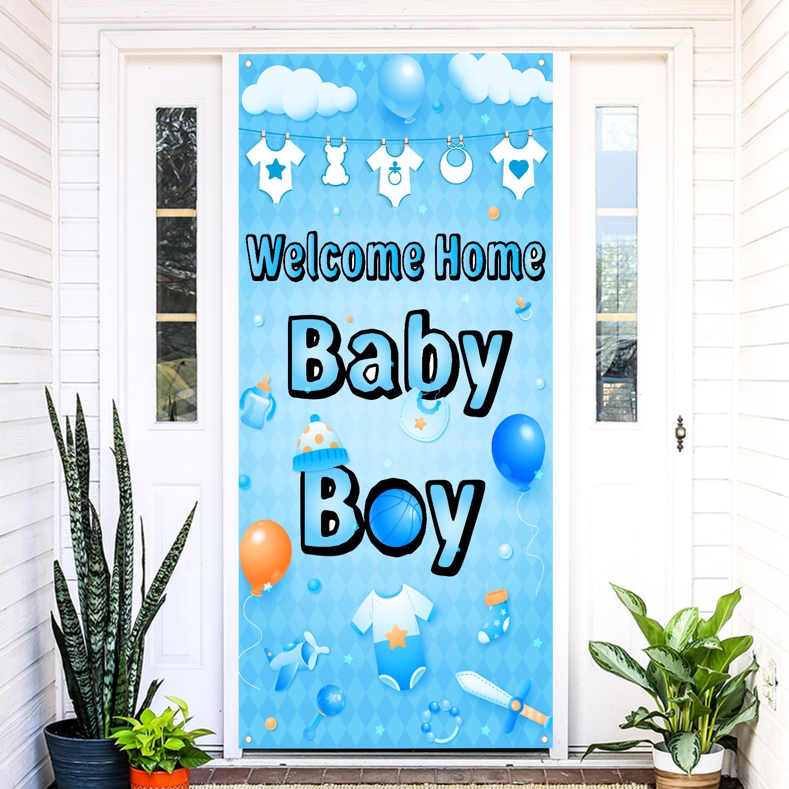 Amazon.com: Labakita Welcome Home Baby Boy Door Banner, It’s a Boy ...