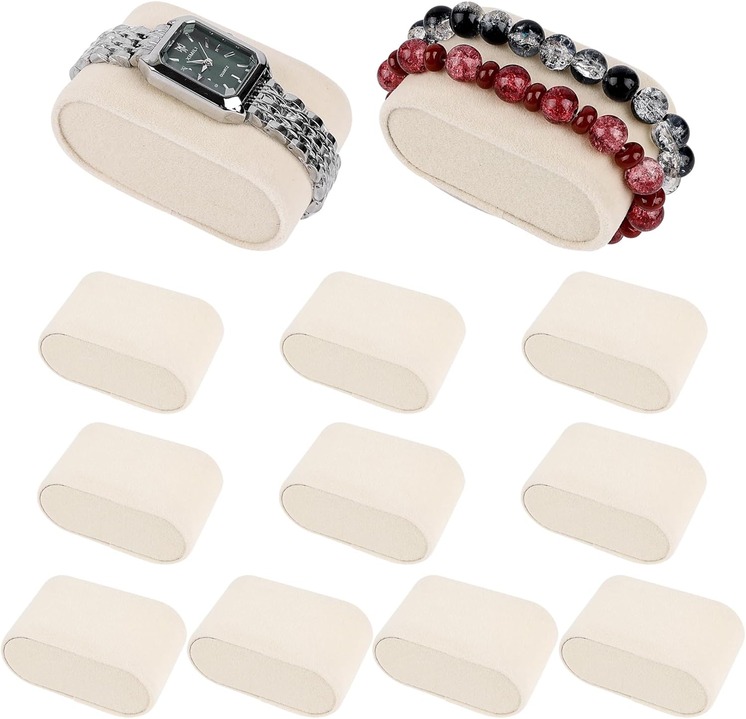 Amazon.com: Framendino, 12 Pack Beige Velvet Bracelet Pillows Watch ...
