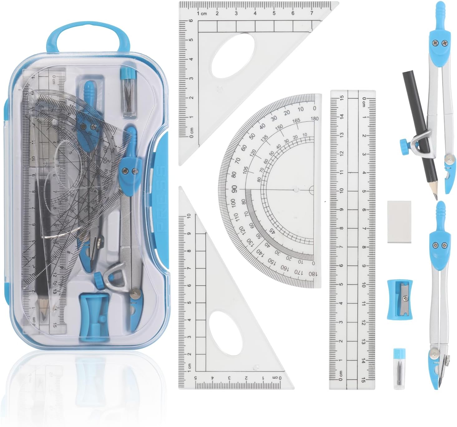 Linex Blue Geometry Set, Maths Set for Exams, Secondary School, 10 ...