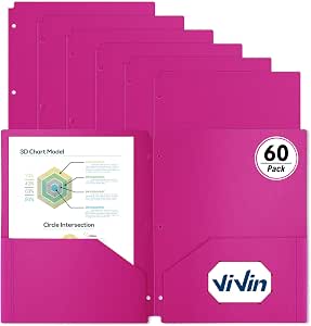 Amazon.com : ViVin Folders with Pockets 3 Hole Punched, Sturdy 3 Ring ...