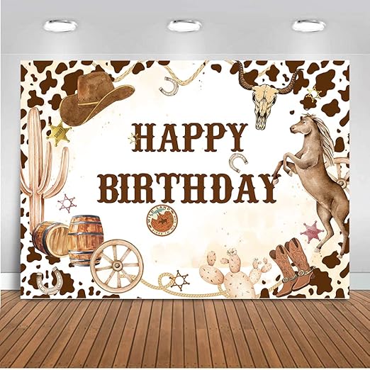 Amazon.com : ANSHUHAI Western Cowboy Birthday Backdrops Cowboy Backdrop ...