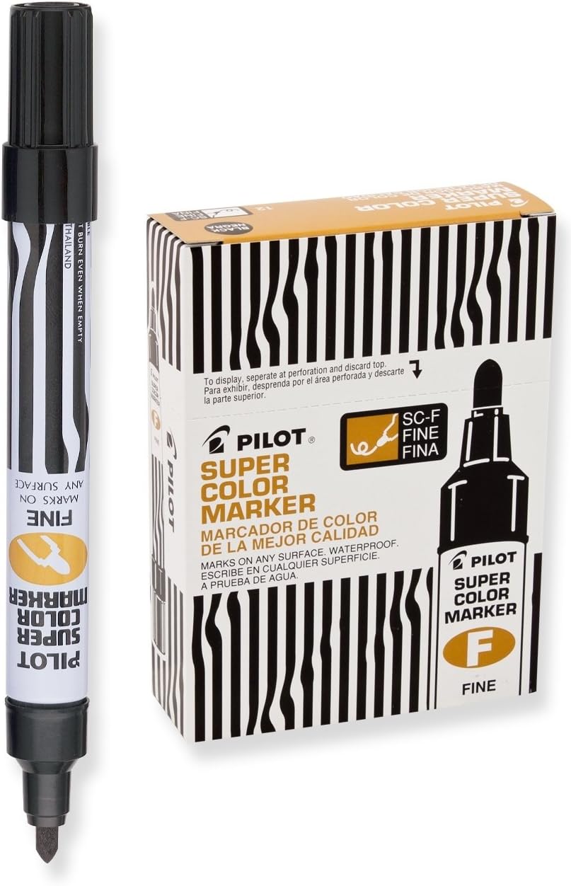 Amazon.com : Pilot Super Color Refillable Permanent Markers, Black Ink ...