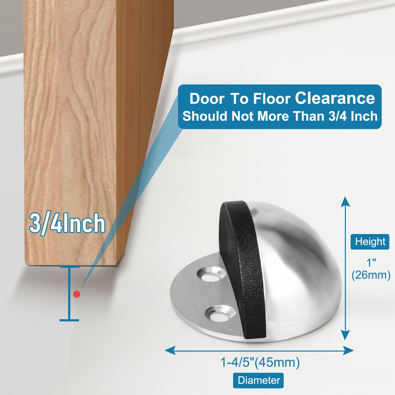 Snapklik.com : Door Stopper 4 Pack, Floor Door Stops Stainless Steel No ...