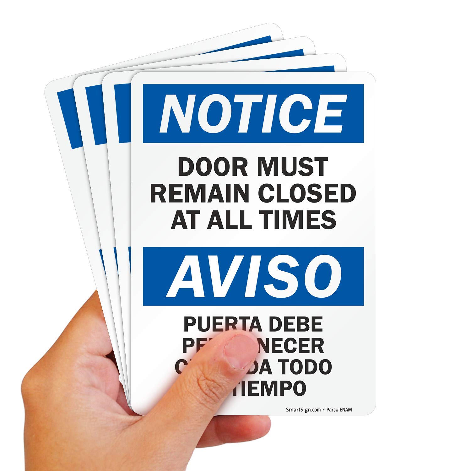 Amazon.com: SmartSign (Pack of 4) 7 x 5 inch “Notice - Door Must Remain ...