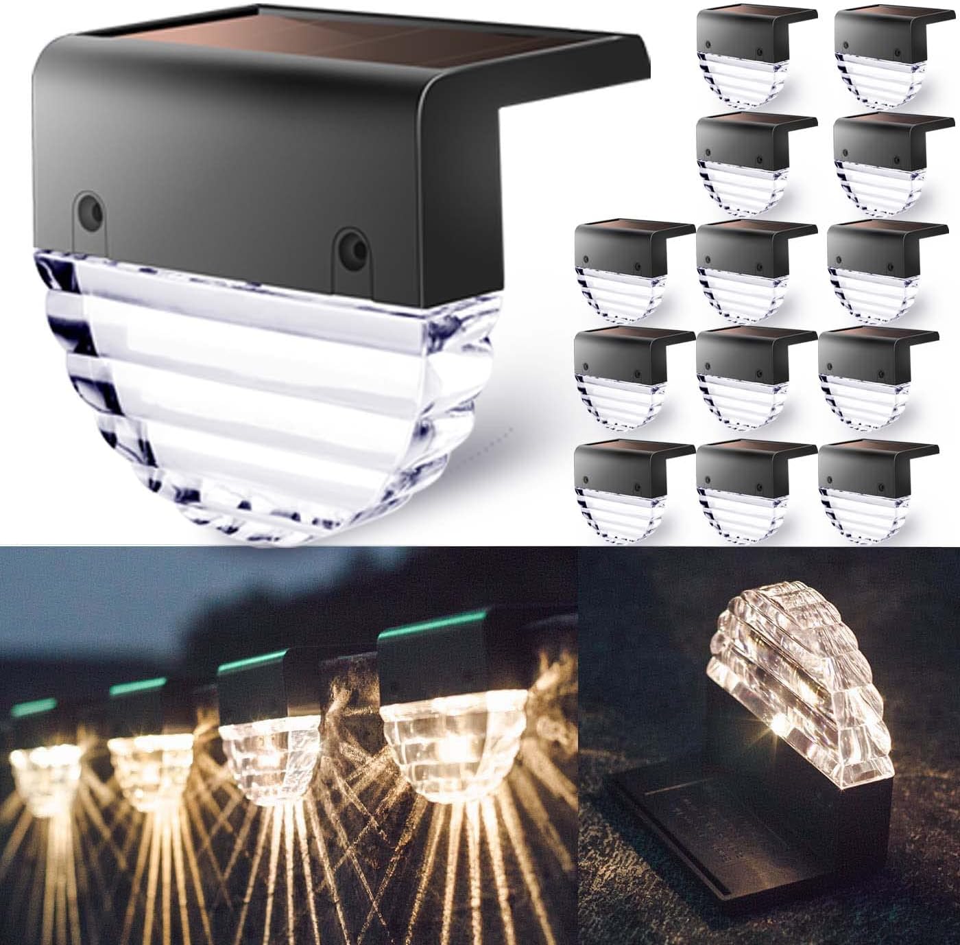 TIJNN Solar Deck Lights - 14Pack Outdoor Waterproof Lighting LED Lights ...