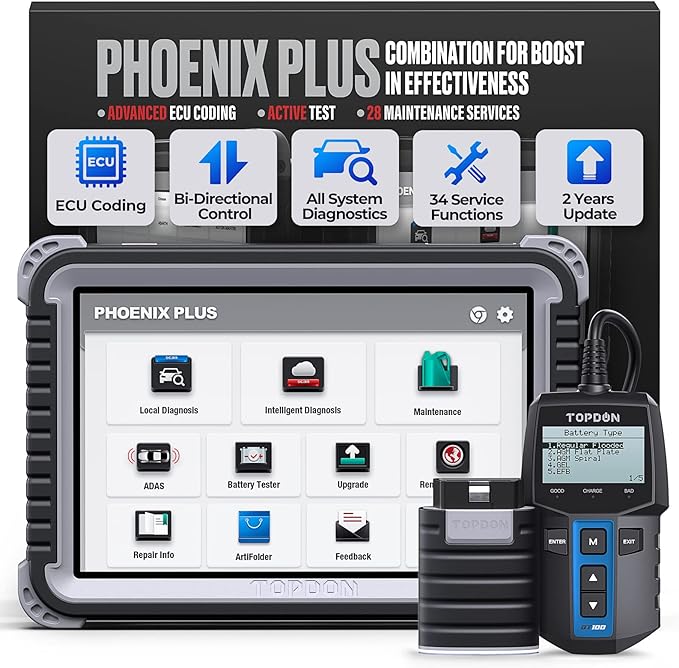 Amazon.com: TOPDON Phoenix Plus Bi-Directional Scan Tool with Battery ...