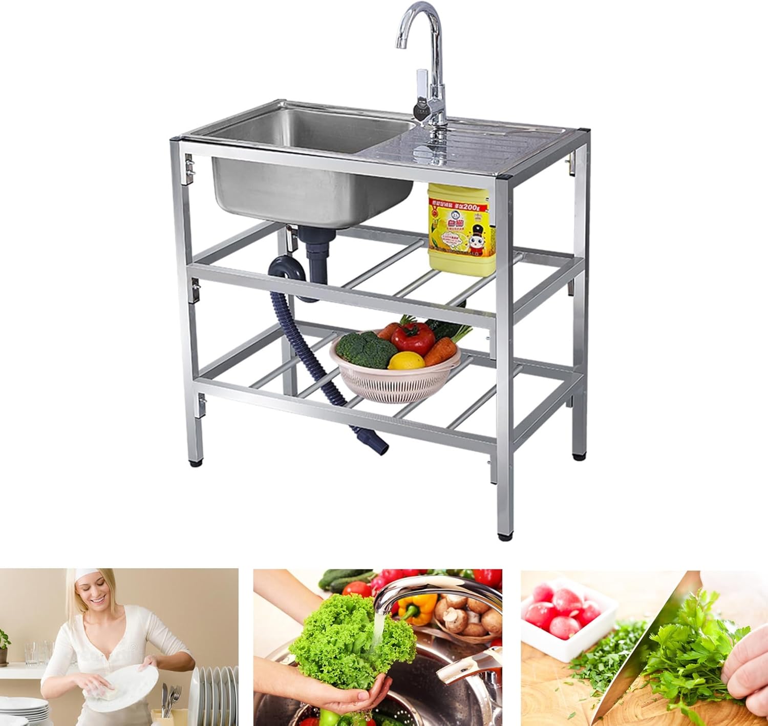 Stainless Steel Utility Kitchen Sink Outdoor Sink Laundry Room Sink ...