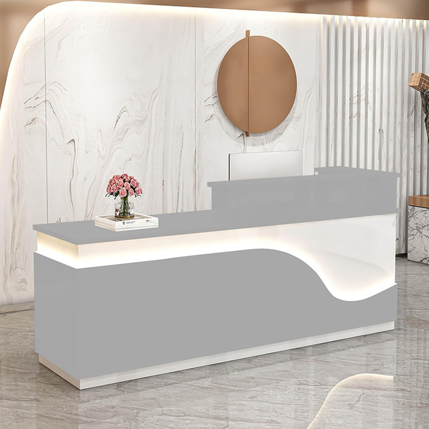 Amazon.com: SUZEPER Reception Desk with Counter,Front Counter Desk with ...