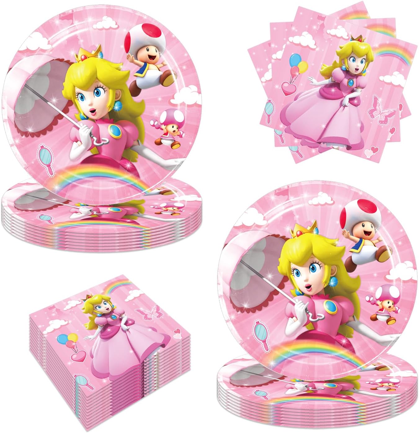 Amazon.com: JCPDN Princess Peach Party Supplies 40Pack include 20 ...