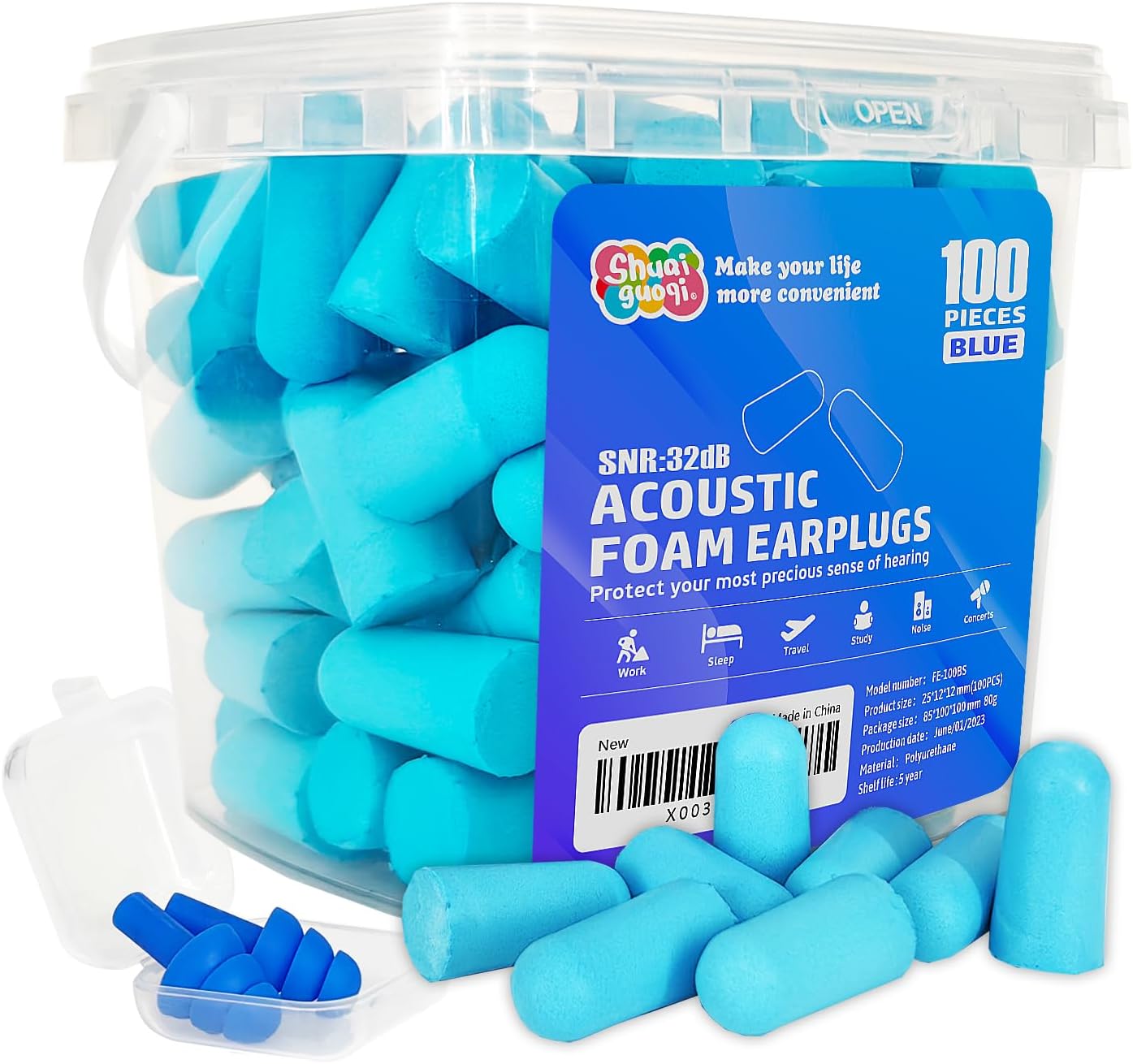Amazon.com: Metal Detectable Foam Earplugs 50 Pair - NRR 32dB with ...