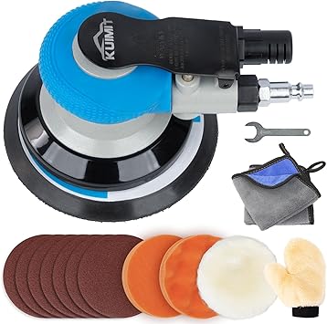 KUIMIT 5" Air Sander Kit - Garage-Ready Dual Action Tool, Car Detailing ...
