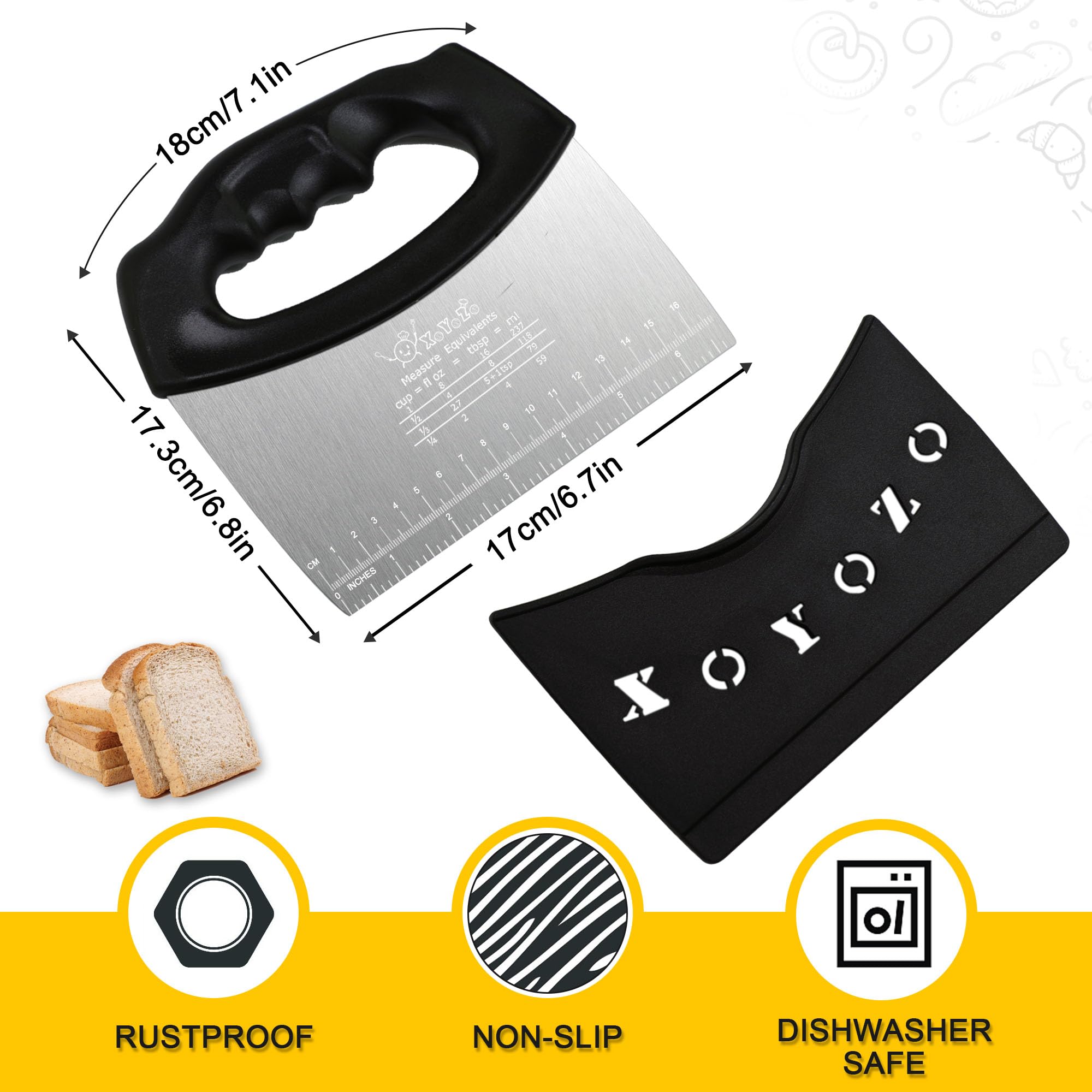 Snapklik.com : XoYoZo Bench Scraper Dough Cutter Salad Chopper