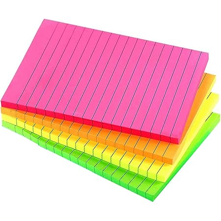 Amazon.com : Lined Sticky Notes 4X6 in Bright Ruled Post Stickies ...