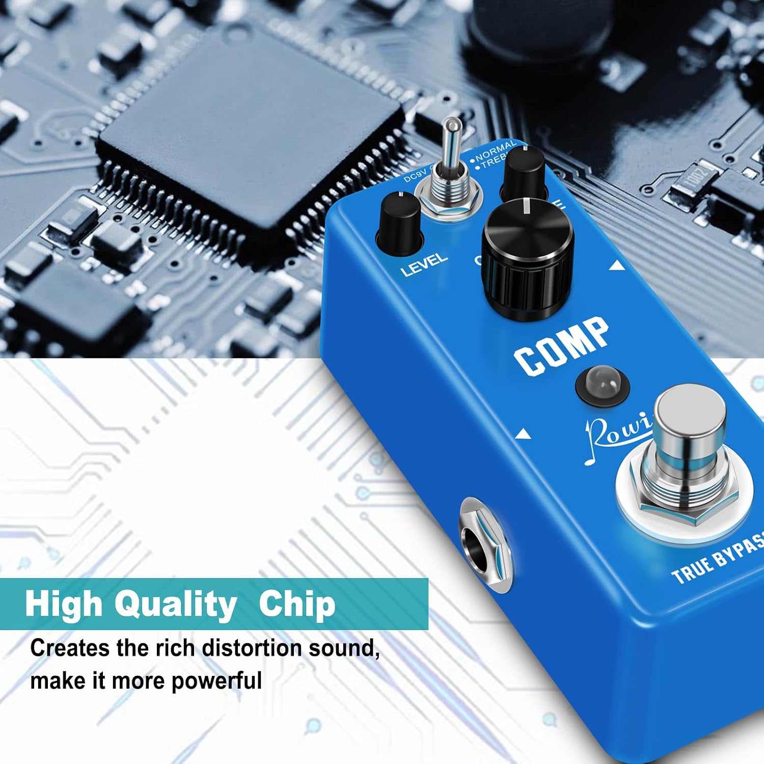Rowin Compression Guitar Pedal with TREBLE AND NORMAL MODES Compressor ...