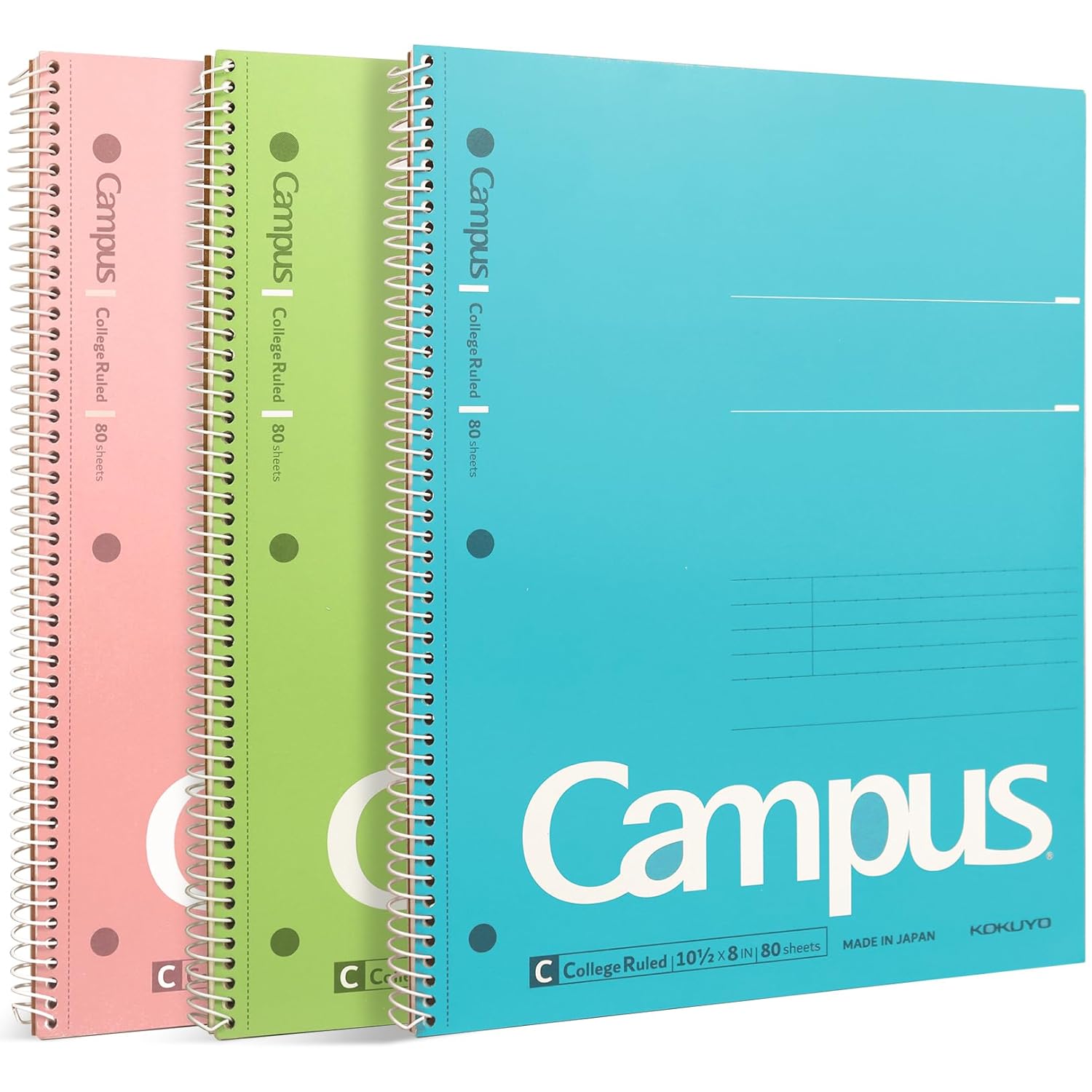 KOKUYO - Cuaderno espiral de campus, 10-1/2 x 8 pulgadas, rayas universitarias, 80 hojas (160 ...
