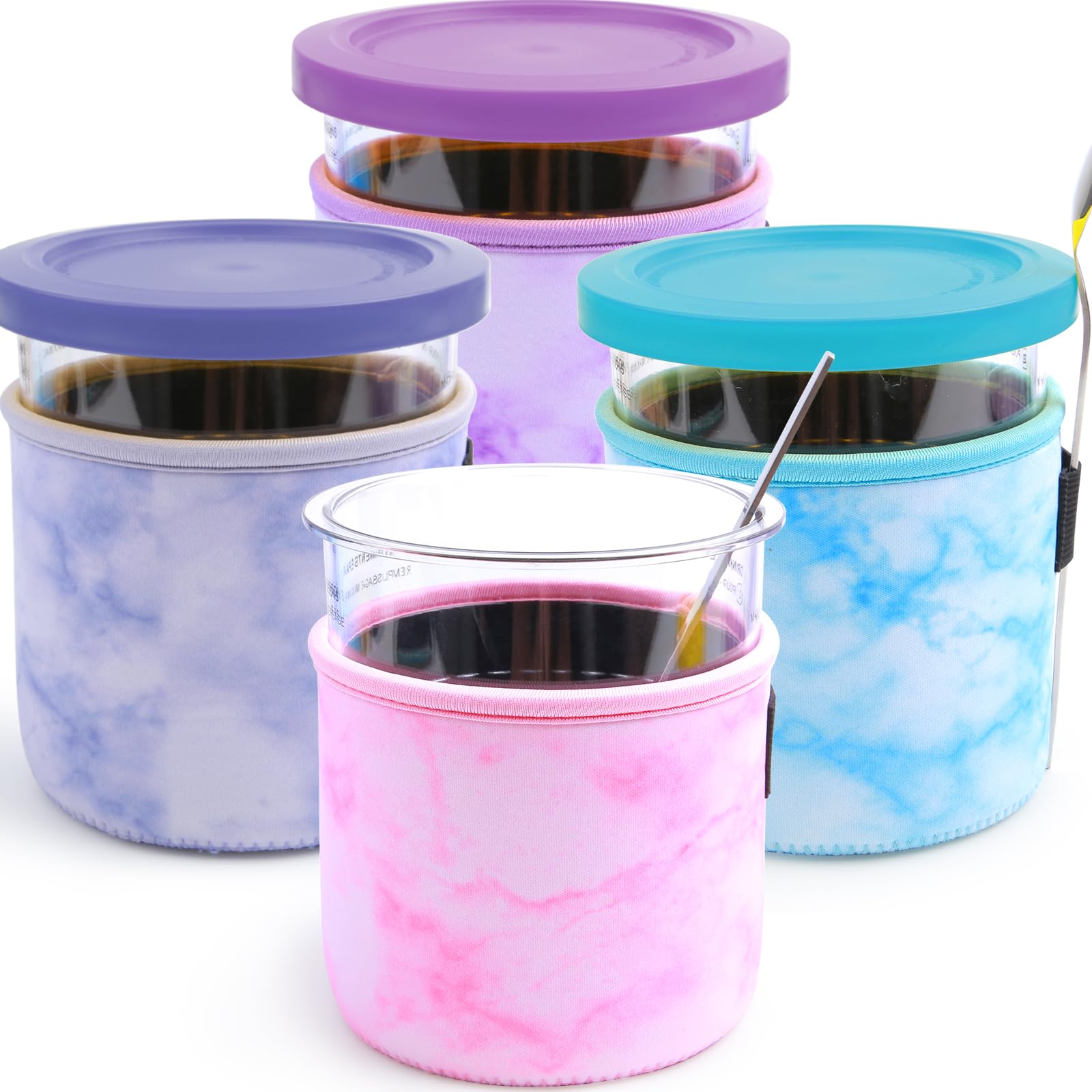 Amazon.com: 4 Pack Reusable Ice Cream Neoprene Sleeve Ninja Creami ...