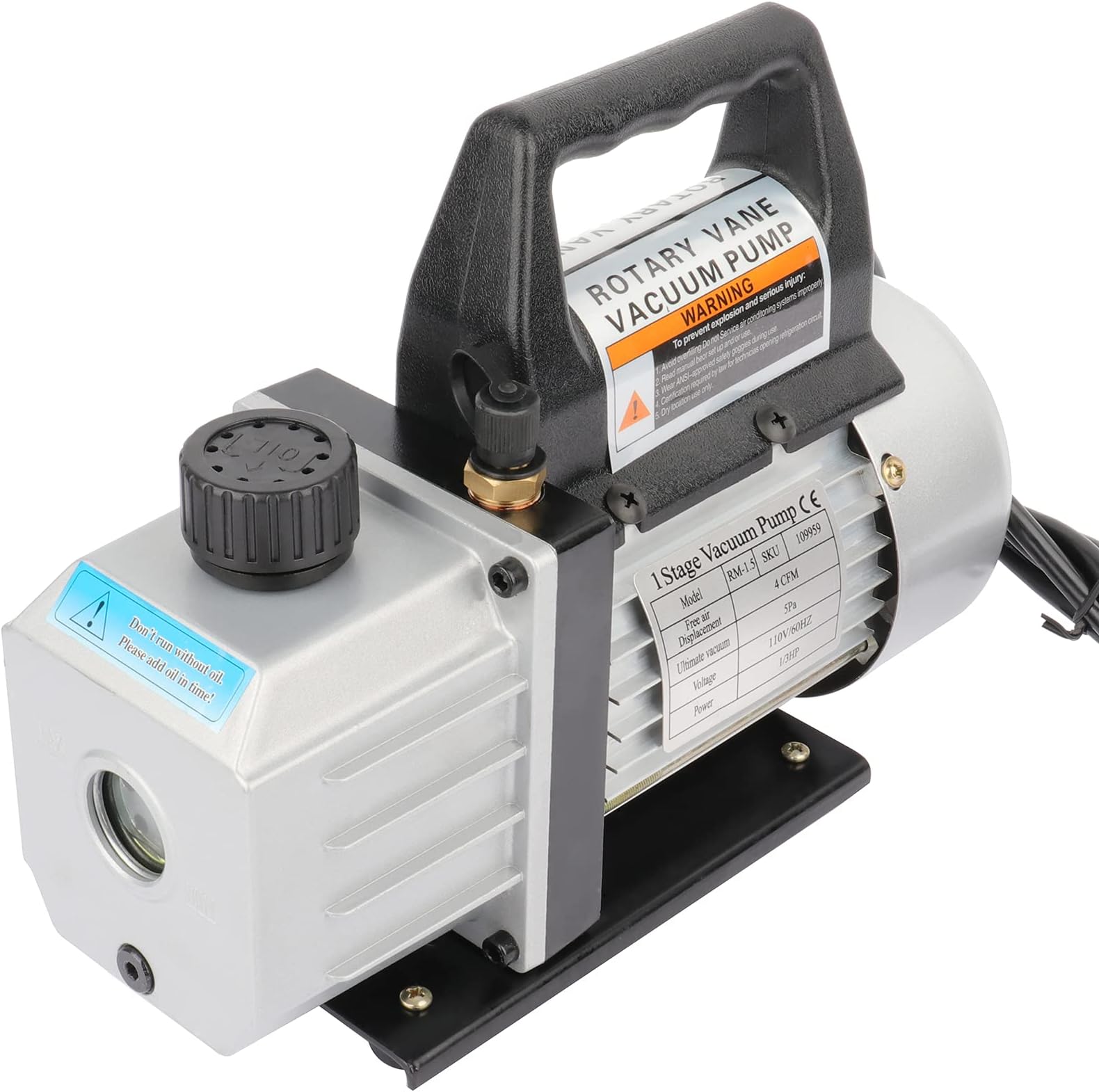 Amazon.com: Cuilvu 4 CFM Rotary Vane Deep Vacuum Pump 1/3HP Refrigerant ...