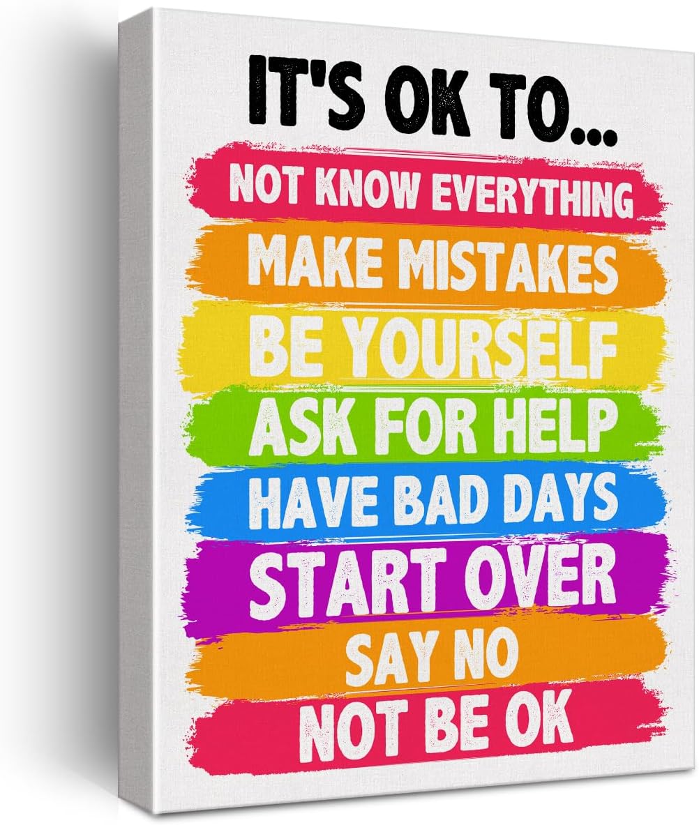 Amazon.com: Positive Affirmations Wall Art Canvas Painting Print Framed ...