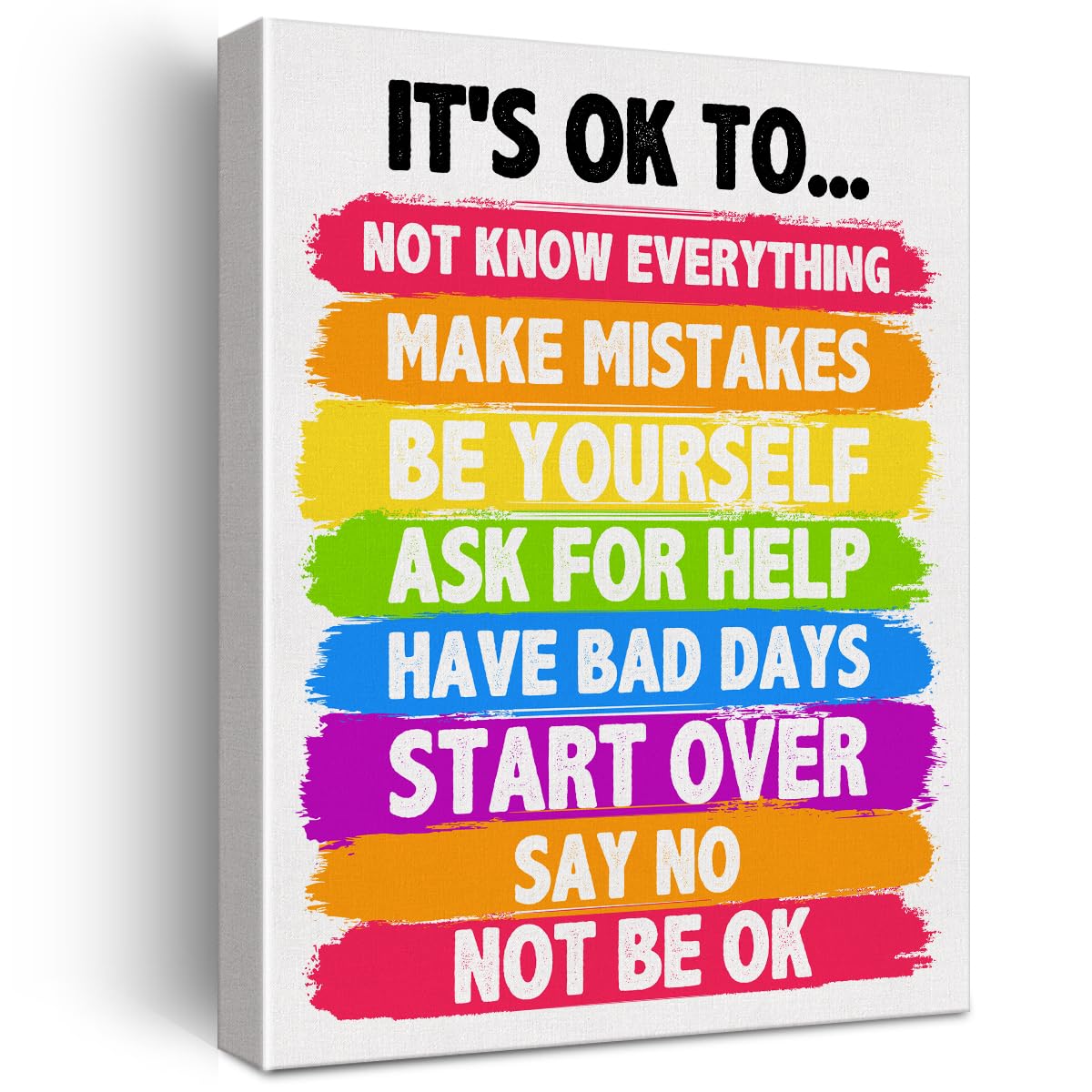Positive Affirmations Wall Art Canvas Painting Print Framed It's Ok ...