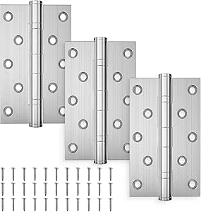 KOLET Ball Bearing Door Hinges, 5 x 3 Inches Door Hinges with Heavy Duty Stainless Steel, Square ...