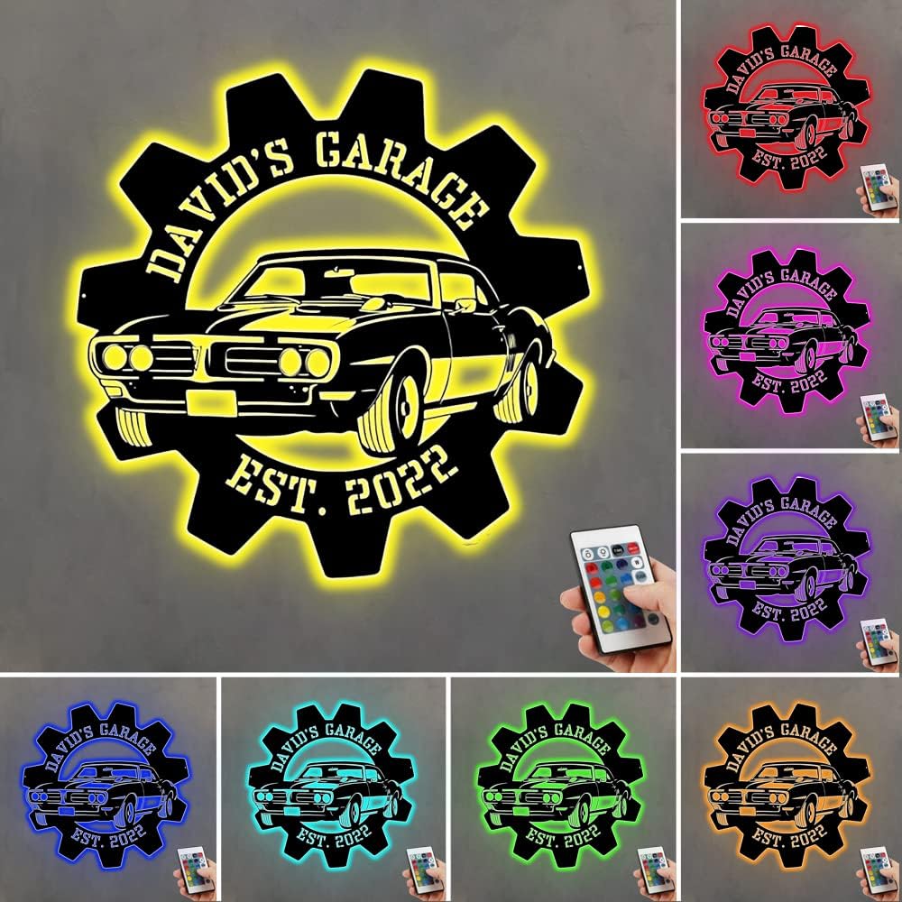 Personalized Neon Garage Signs, Custom Garage Name LED Wall Décor Neon ...