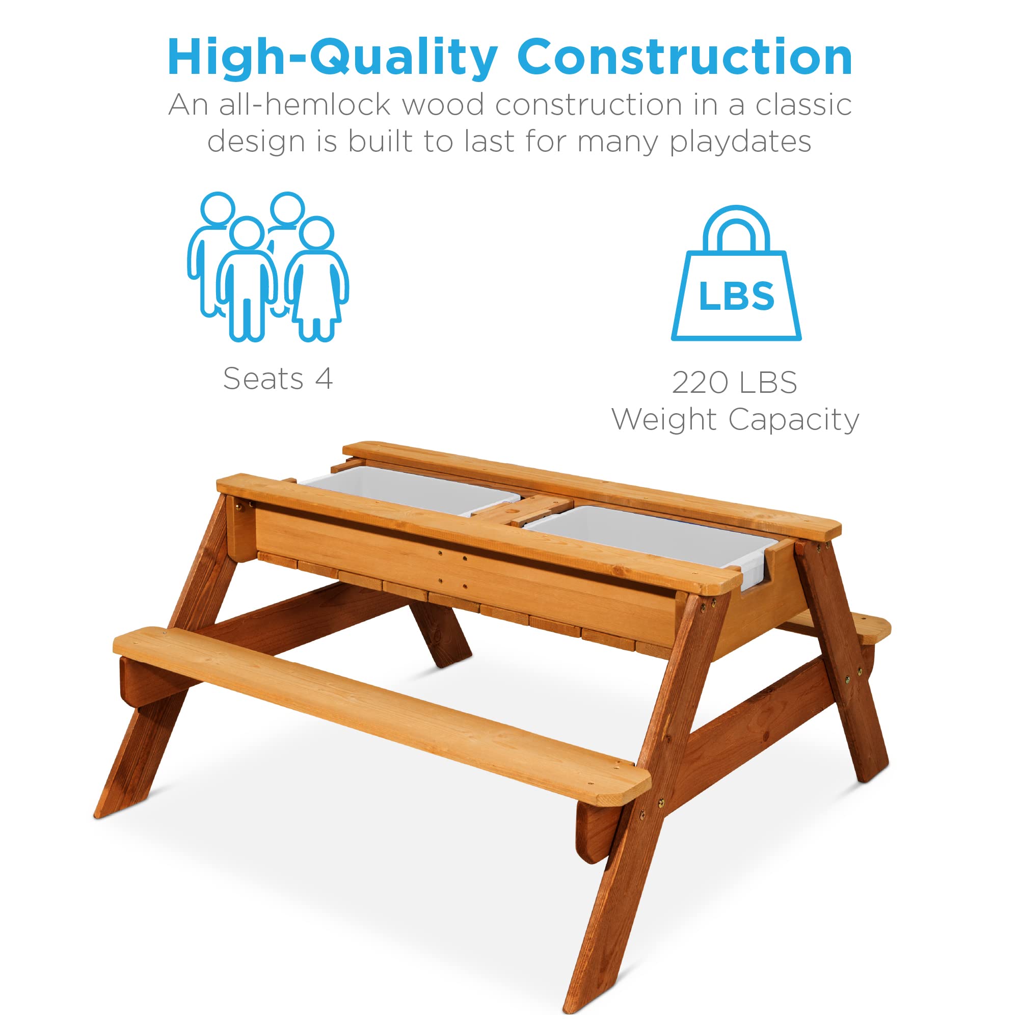 Best Choice Products Kids 3-in-1 Sand & Water Table, Wood Outdoor ...