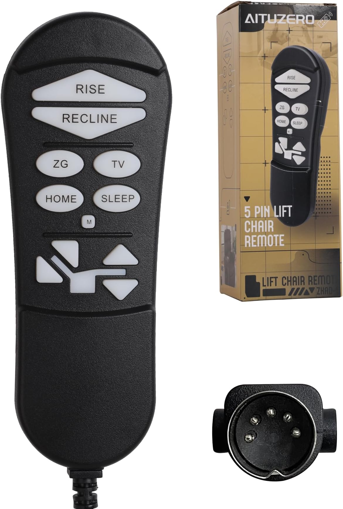 Amazon.com: ZKAD-5 5 Pin Lift Chair Remote Only Fit for 2 Motors Golden ...