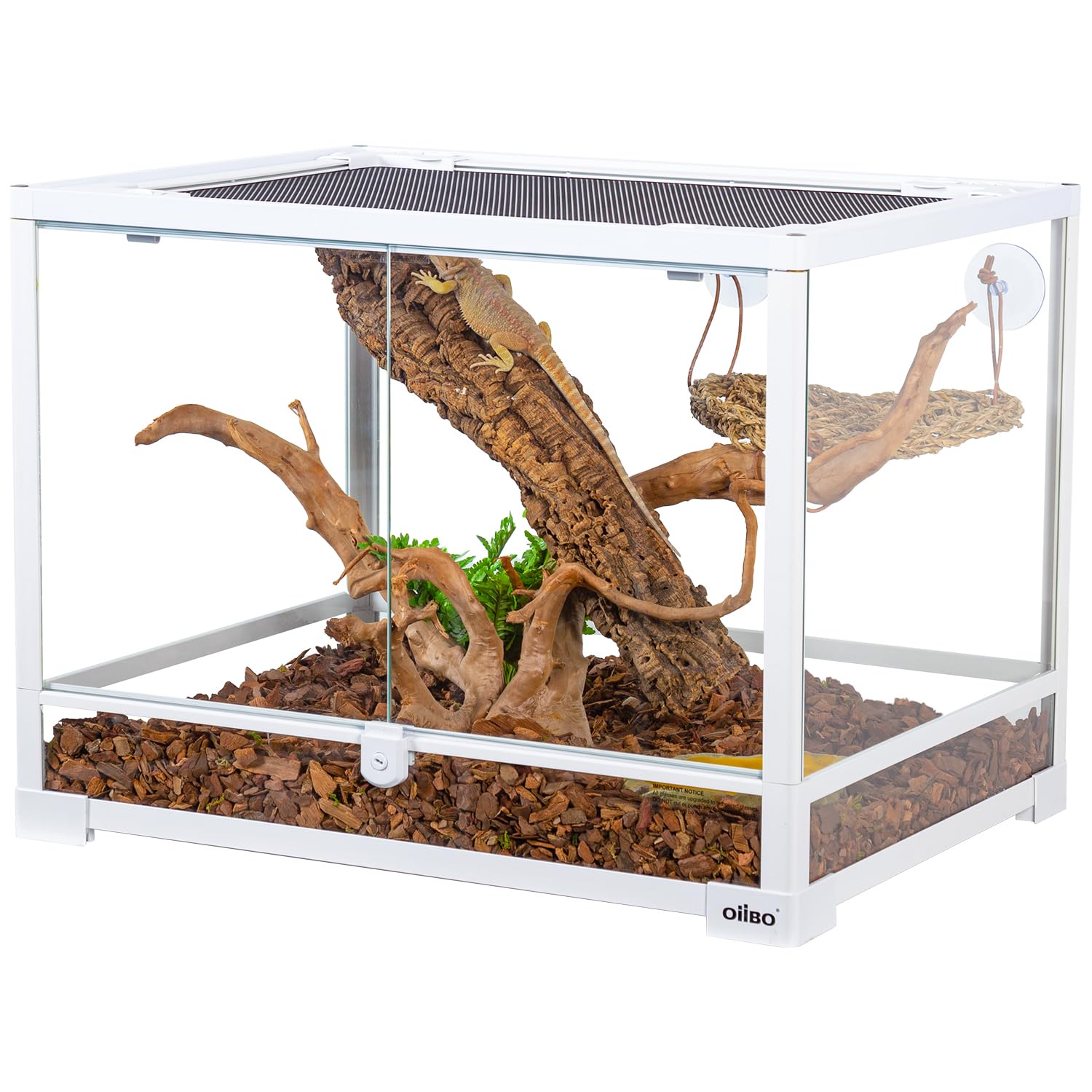 OIIBO 34 Gallon Glass Reptile Terrarium, 24" x 18" x 18" Front Opening ...