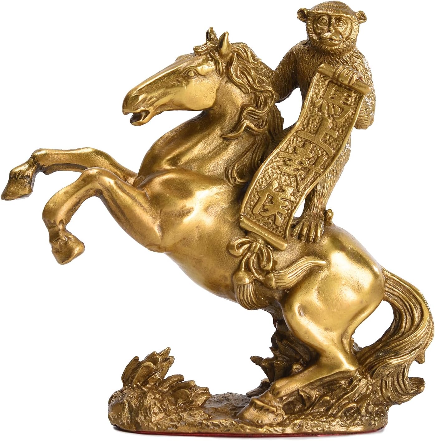 Amazon.com: BRABUD Brass Monkey Riding Horse Statue, Chinese Fengshui ...
