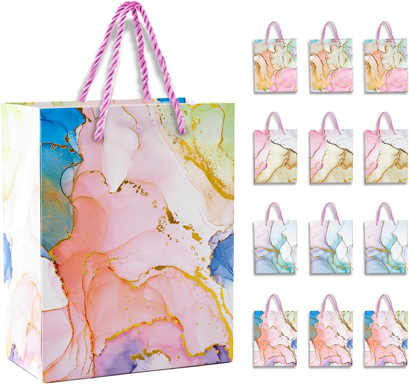 Amazon.com: Fizzy and Folly Marble Gift Bag, Pack of 12 - Medium ...