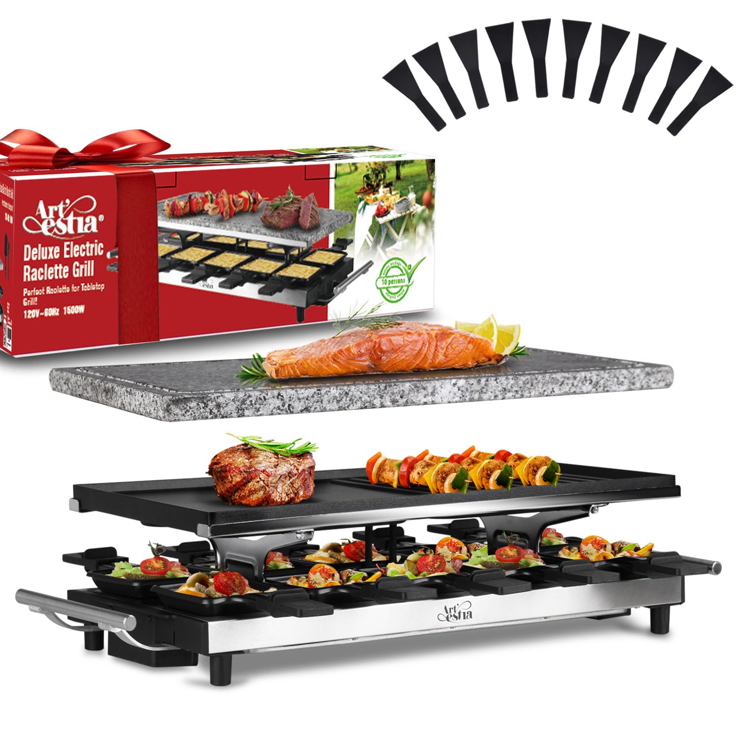 Buy Artestia 1500W Large Size Raclette Cheese Grill Adjustable ...