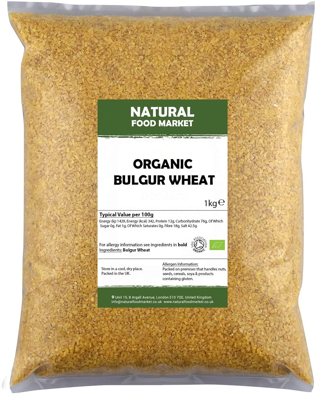 Buy Bulgur Wheat (Bulgur, Burghul, Cracked Wheat) 1kg by Natural Food ...