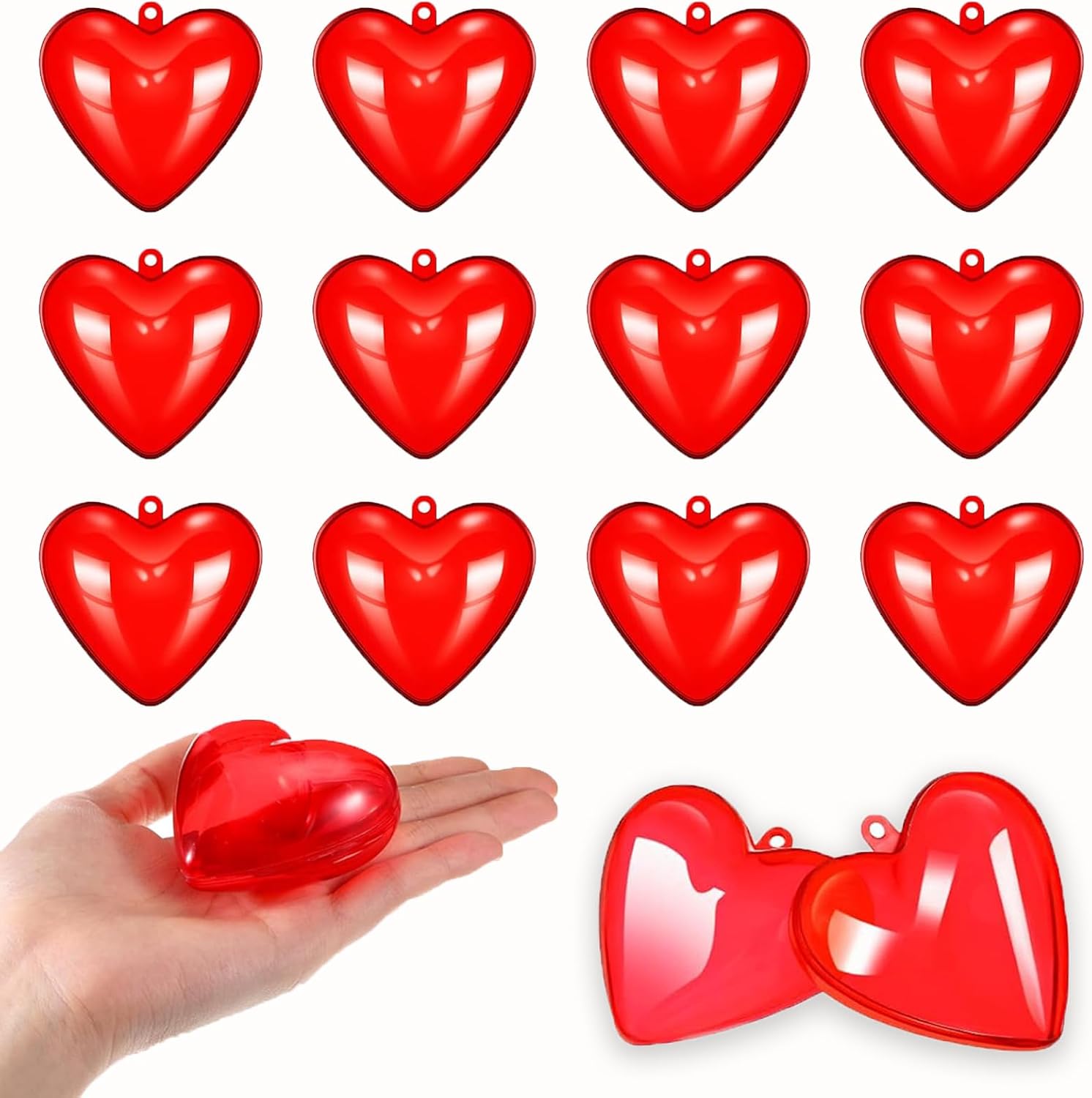 Amazon.com: 15 Pieces Clear Plastic Fillable Ball Heart Shape Valentine ...