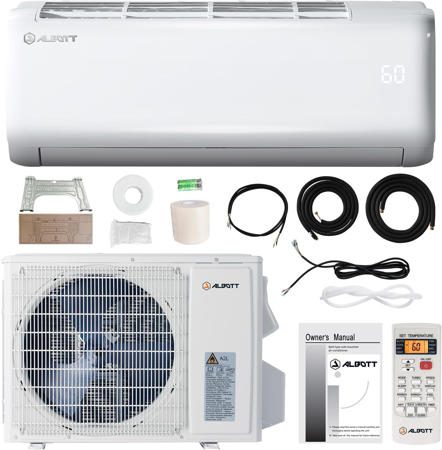 Amazon.com: Albott 24000 BTU Mini Split Air Conditioner Heat Pump, 220V ...