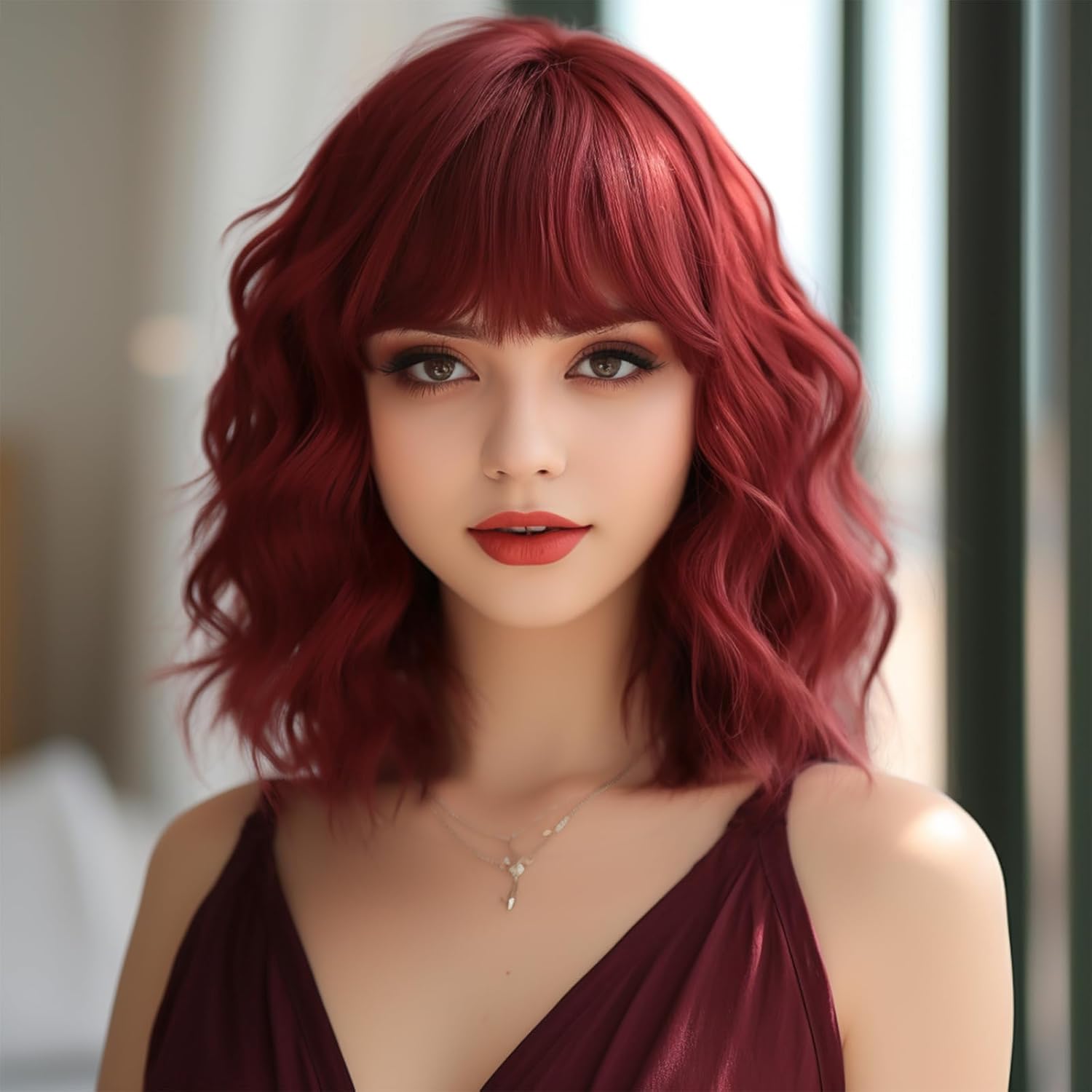 BERRYLION Wine Red Wigs for Women|Curly Wig for Daily Use|Wine Red ...