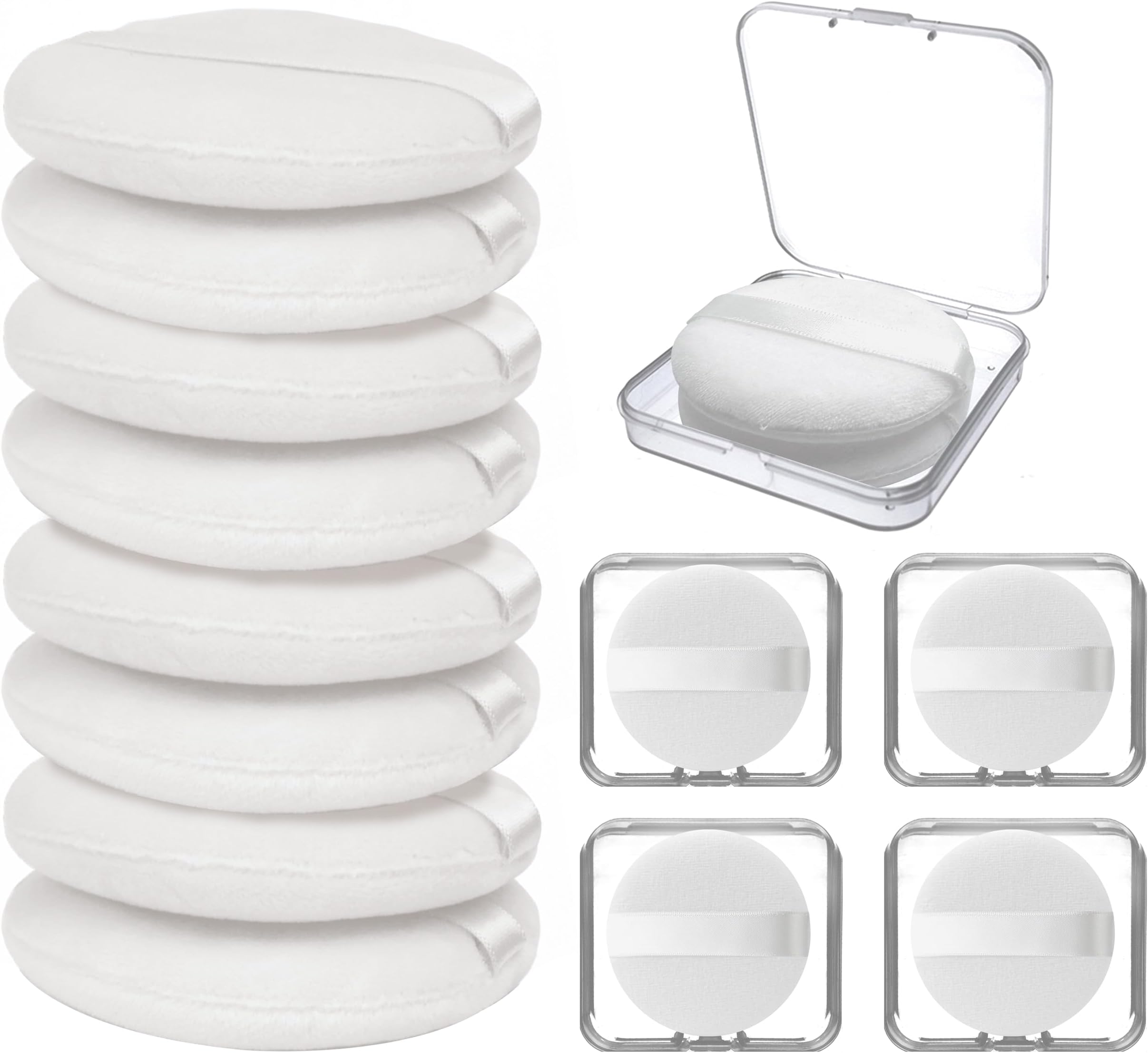 Amazon.com : 8 Pieces Triangle Powder Puff with 4 Travel Cases ...