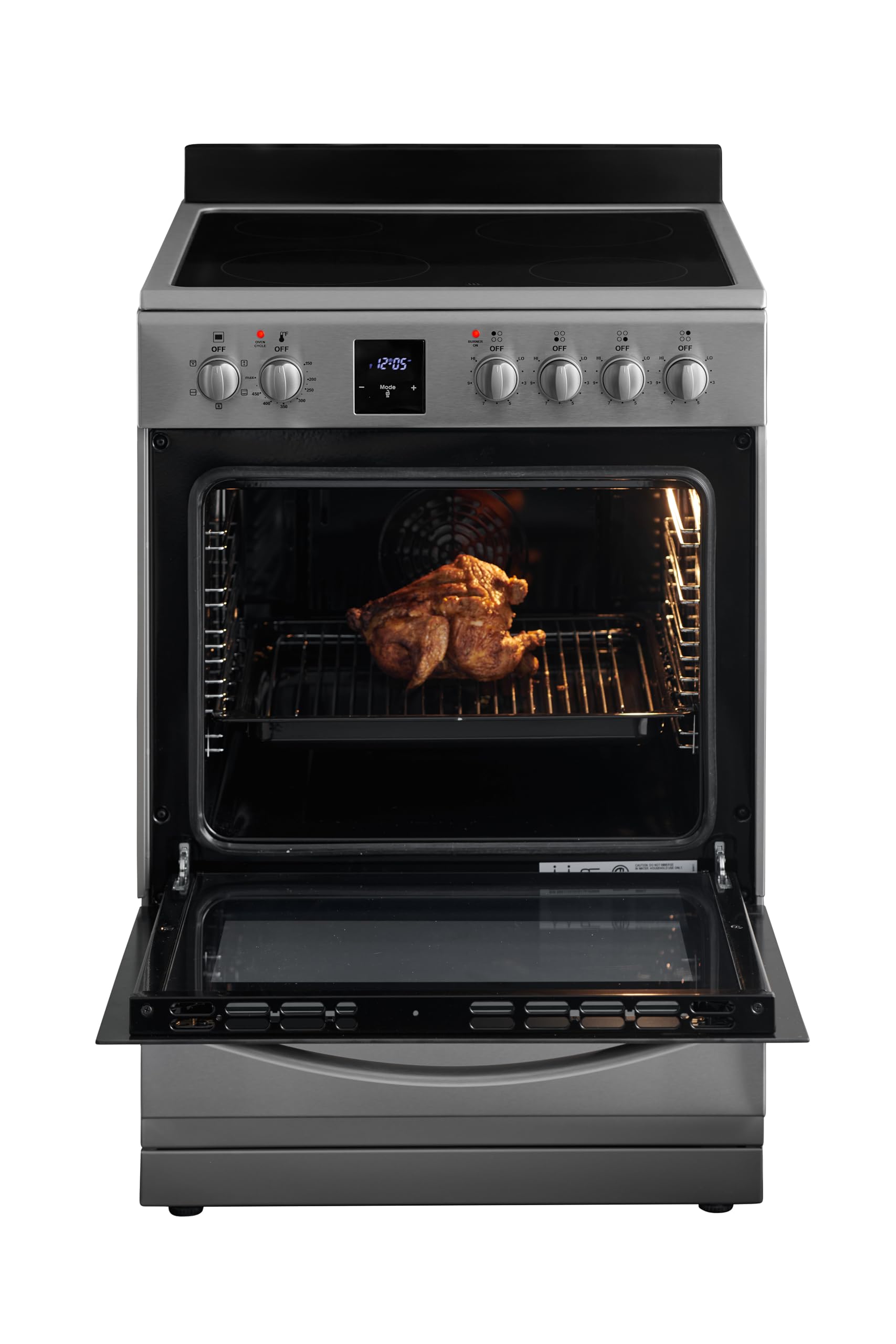 iio 24 inch Electric Stove iER-244SS, Oven Range with Triple Lined Door ...