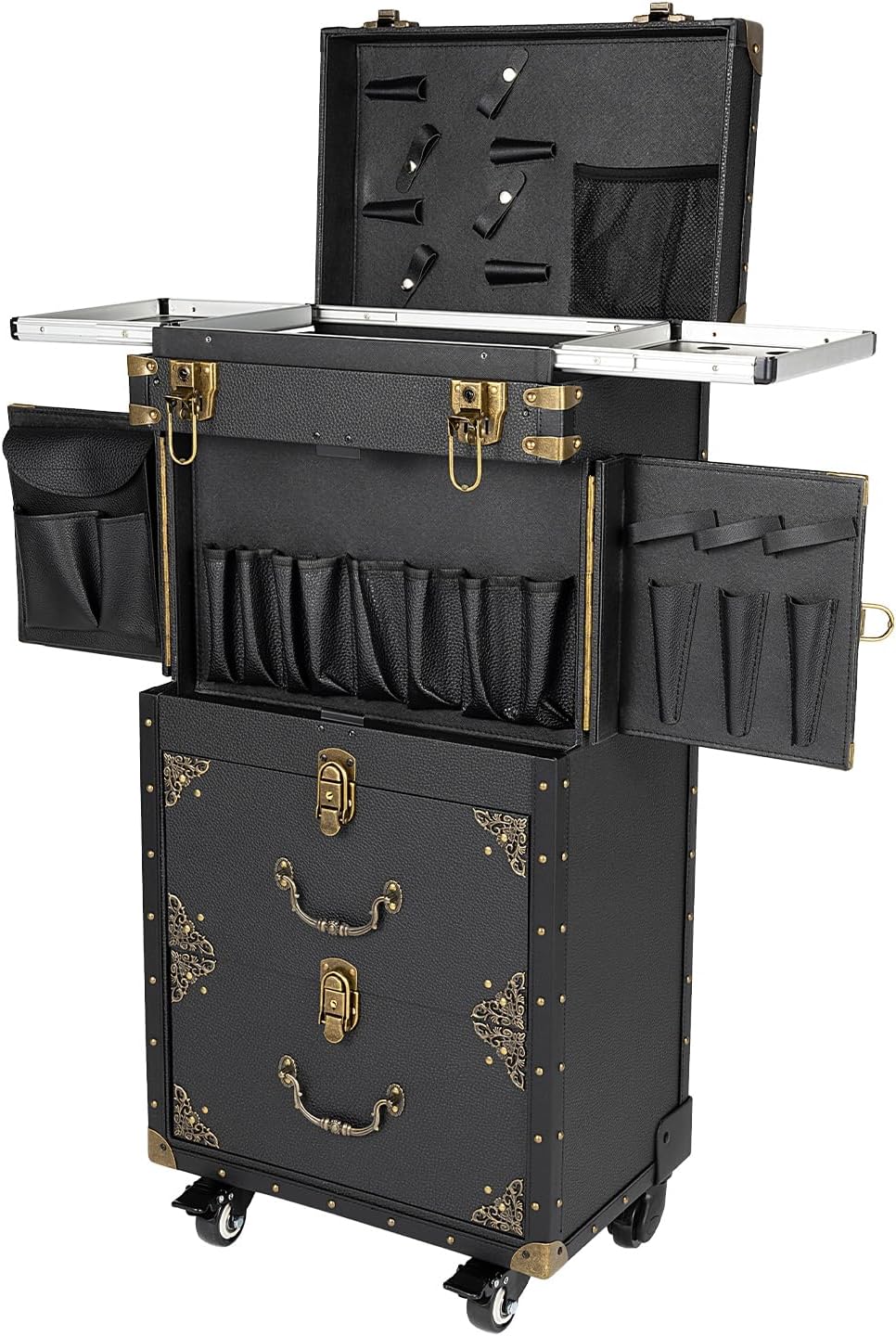 Amazon.com : Kebayuneth Rolling Lockable Makeup Train Case Artist ...