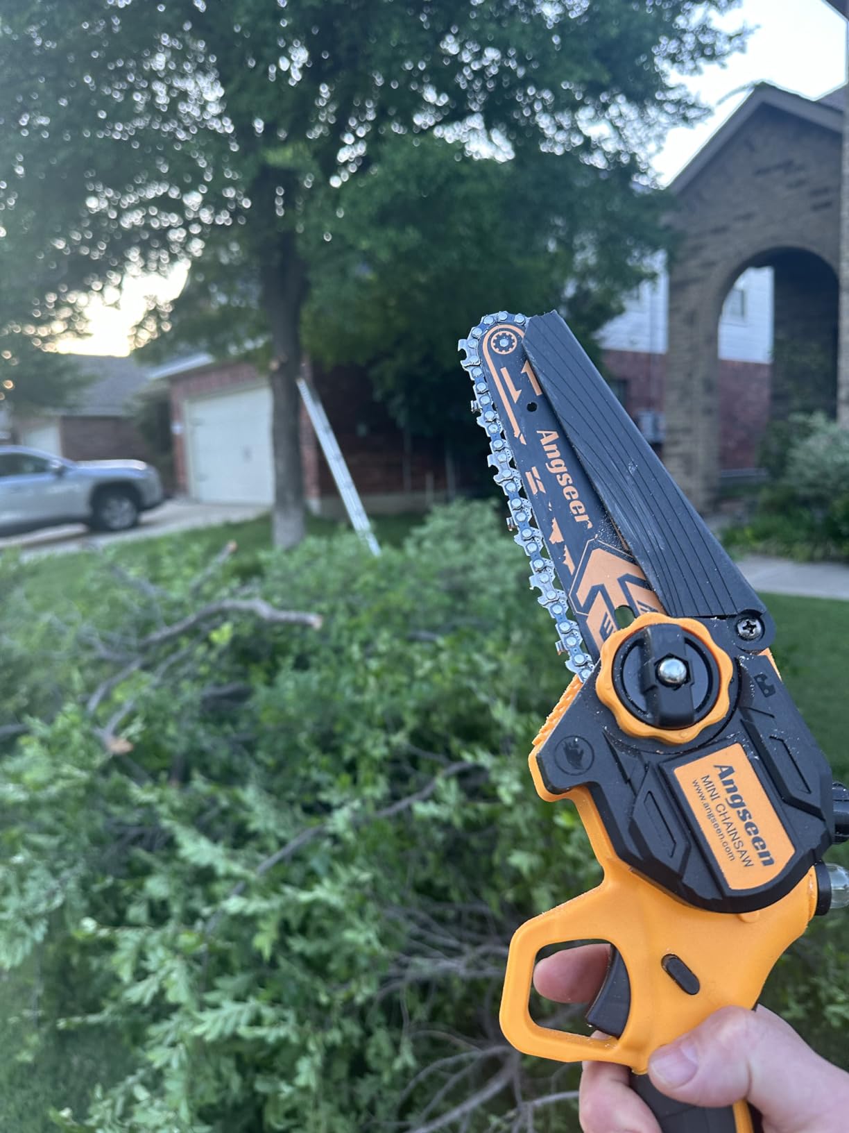 Amazon.com: Angseen Mini Chainsaw Cordless 6Inch, Chain Saw Electric ...